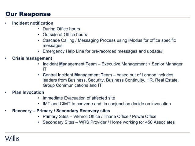 BCM Implementation in Willis – A Case Study | PPT