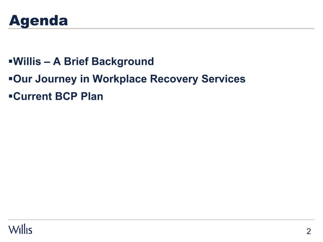 BCM Implementation in Willis – A Case Study | PPT