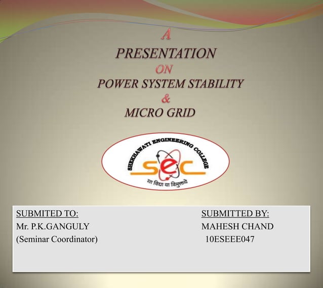 PPT ON POWER SYSTEM STABILITY | PPTX | Power and Energy Industry ...