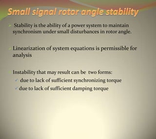 PPT ON POWER SYSTEM STABILITY | PPTX