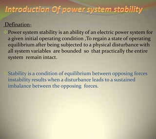 PPT ON POWER SYSTEM STABILITY | PPTX