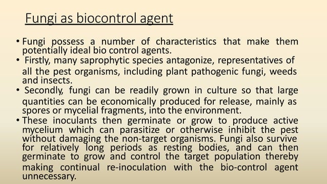 FUNGI AS BIOCONTROL AGENT.pptx | Agriculture | Industries
