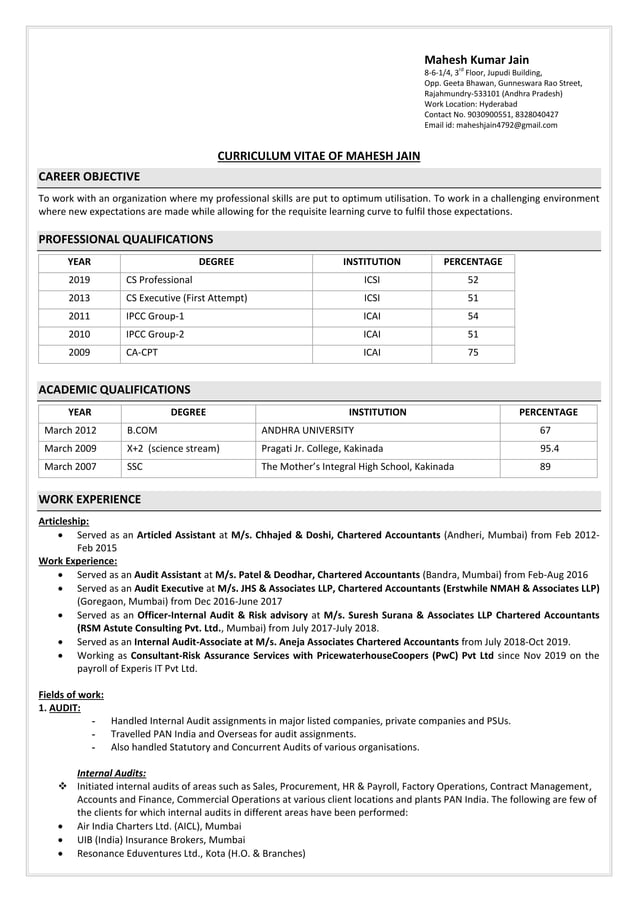 Mahesh Jain's Resume | PDF