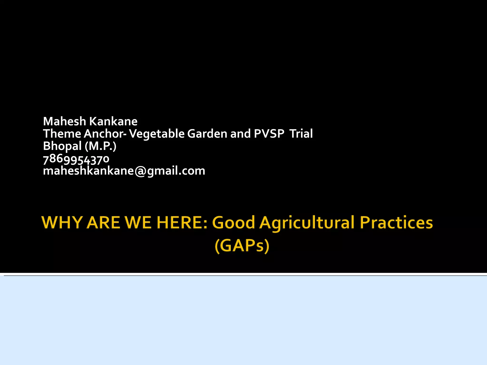 Good Agriculture Practices | PPT