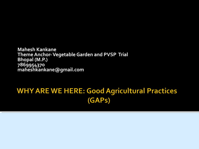 Good Agriculture Practices Ppt