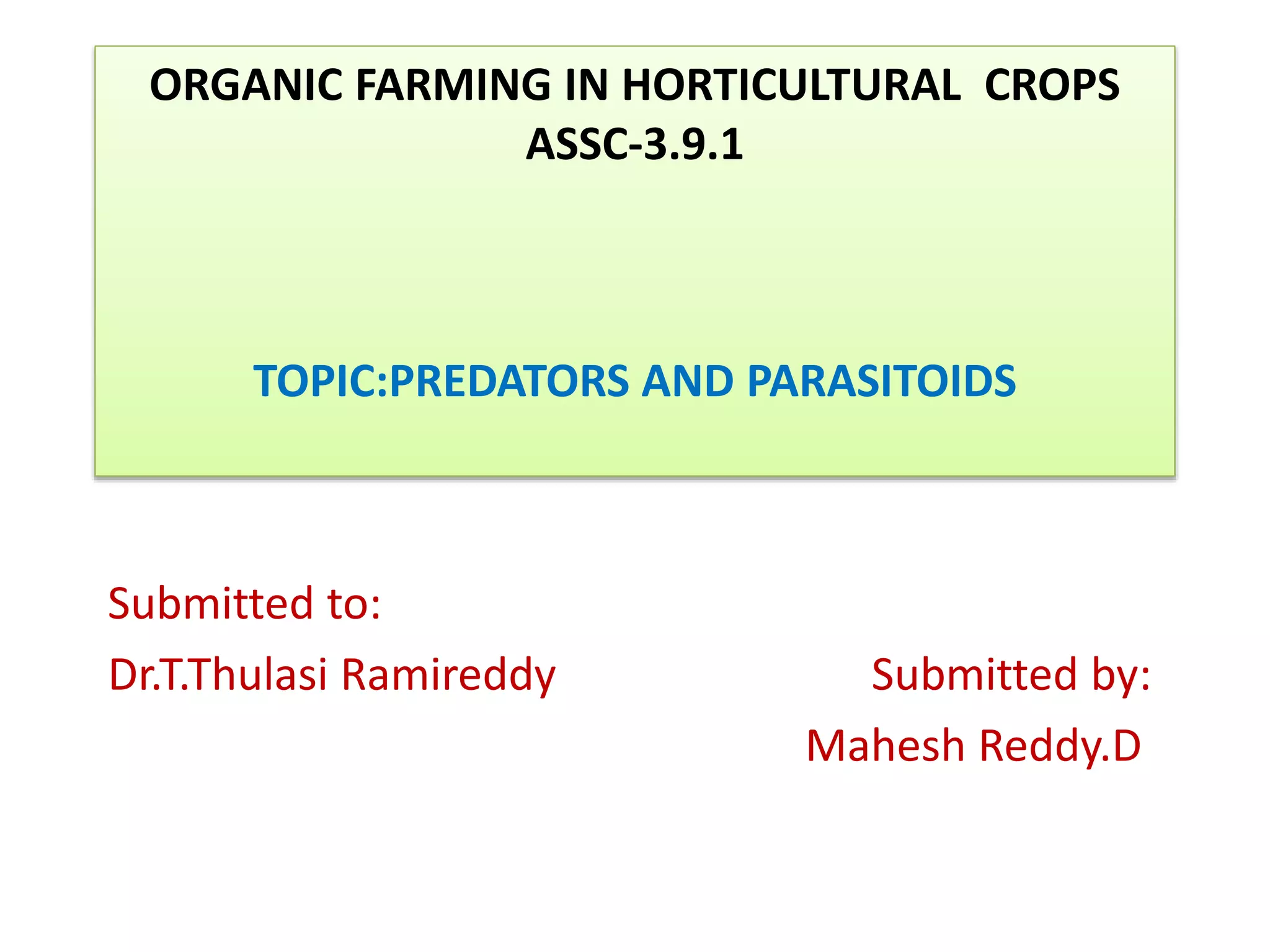 biological control through parasites and parasitoids in organic farming ...