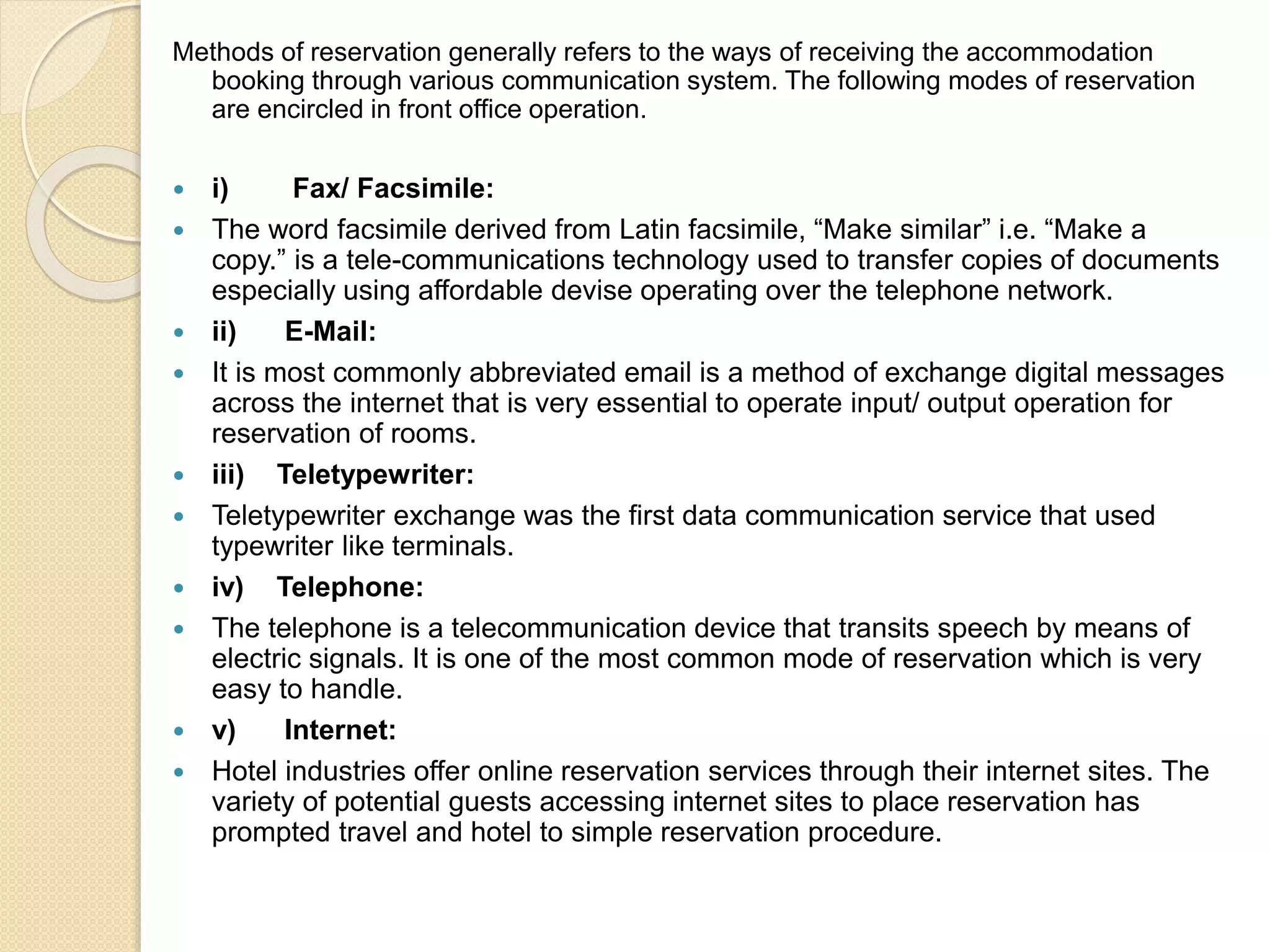 front office , reservation system | PPTX