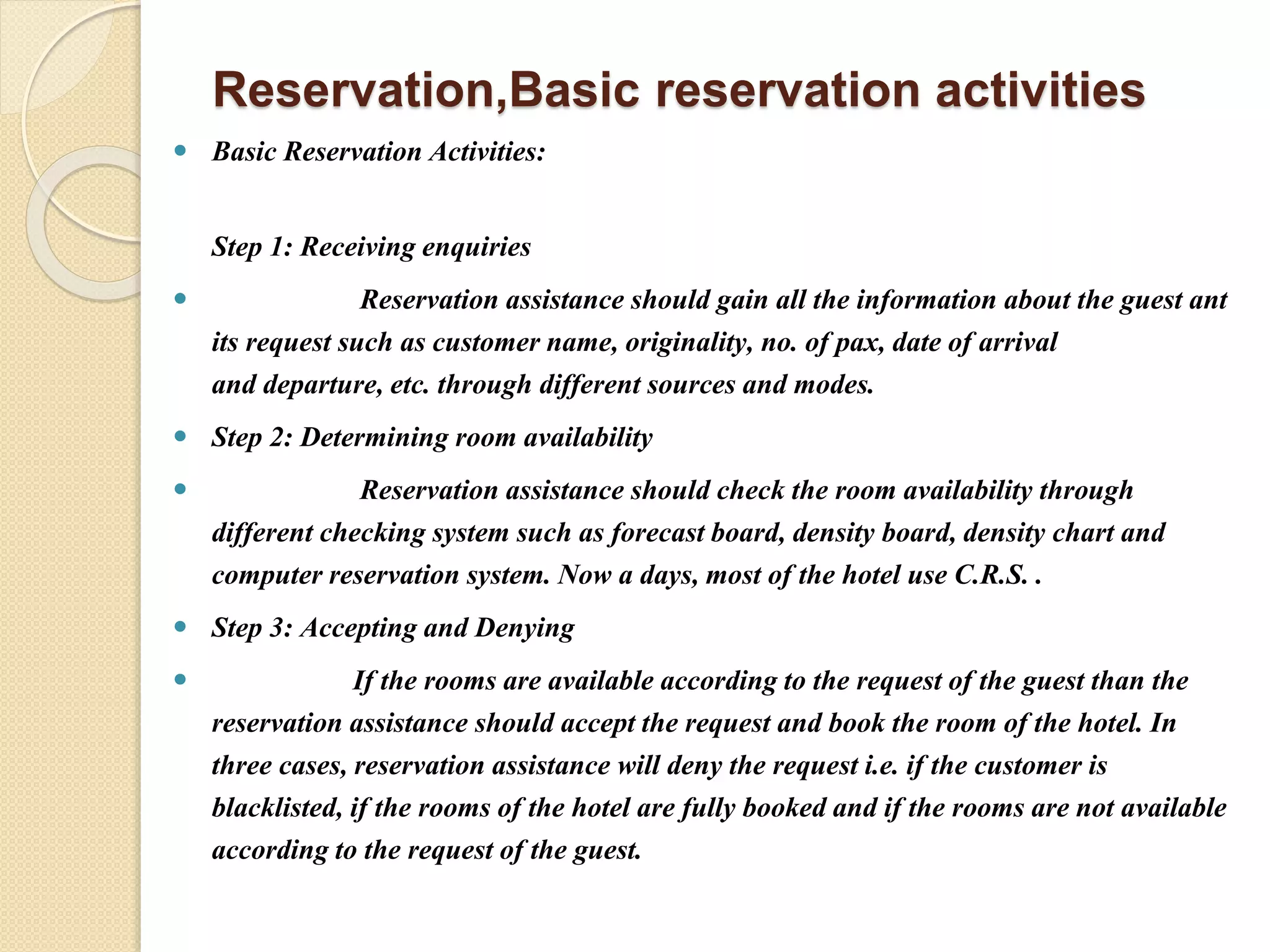 front office , reservation system | PPTX