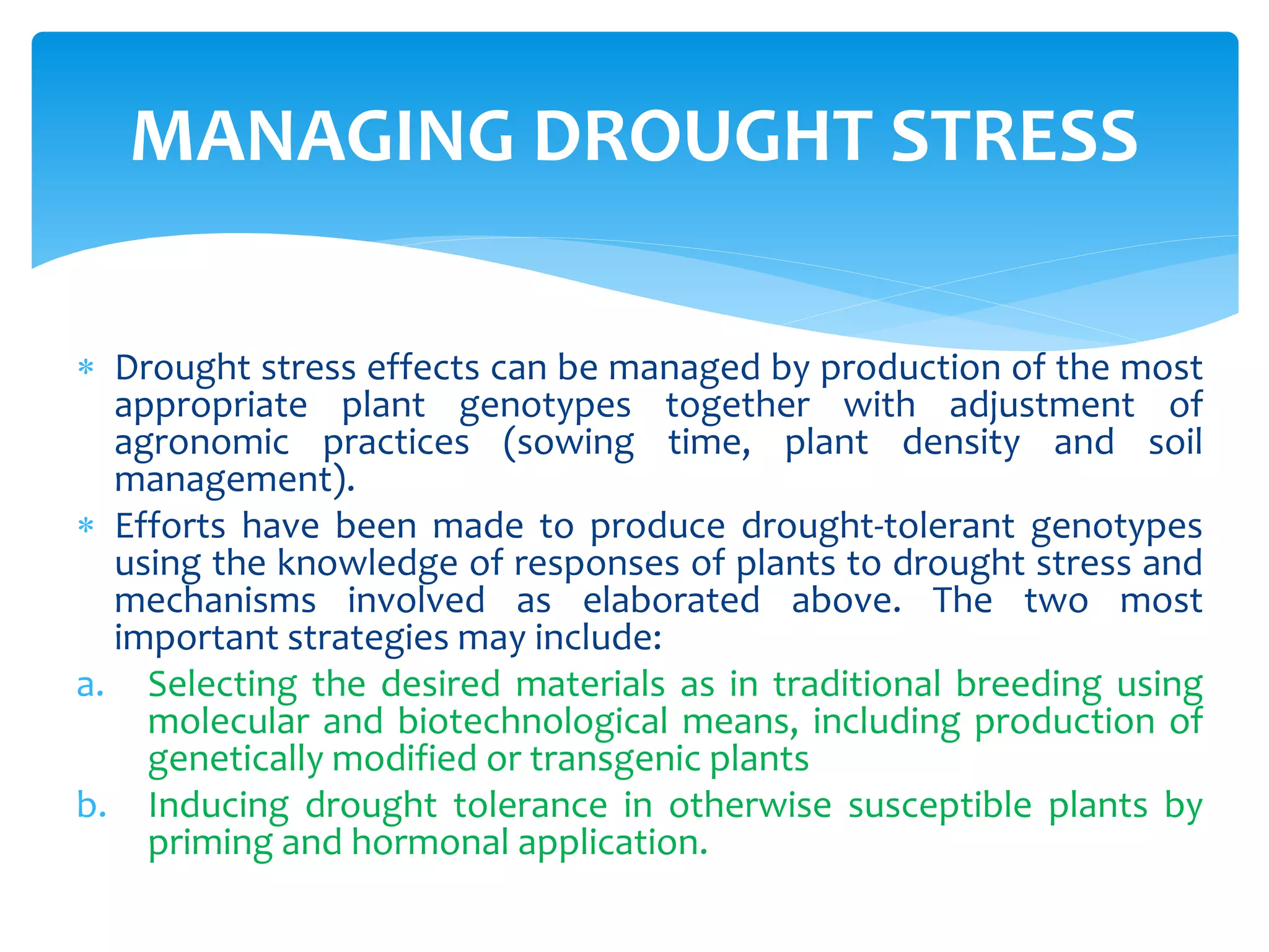 plant drought effects, mechanisms and management | PPTX