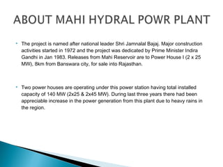 ppt on Mahi hydro power plant | PPT