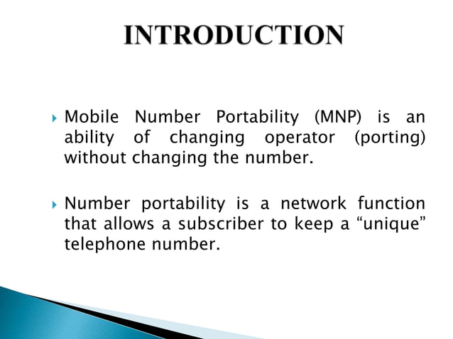 Mobile number portability | PPTX