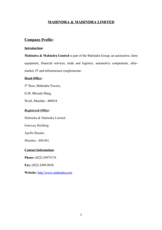 Mahindra and mahindra ltd | DOC