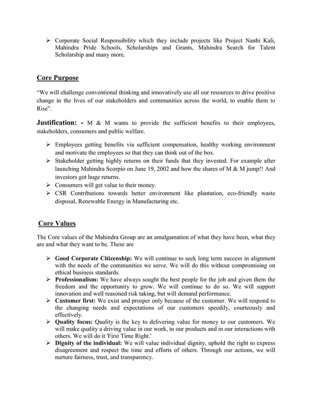 Mahindra and mahindra automotive | PDF