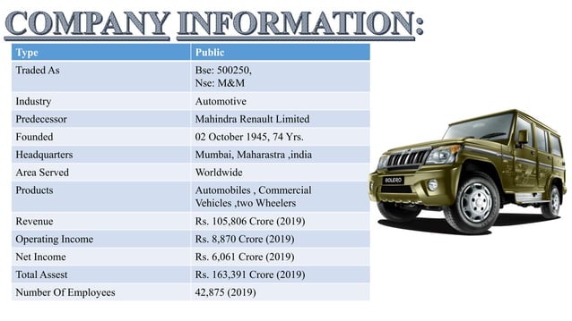 Mahindra and Mahinra ppt | PPTX | Automotive Industry | Industries