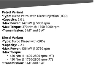 Comparison Between XUV700 AX5 Diesel & Petrol Variants | PPTX