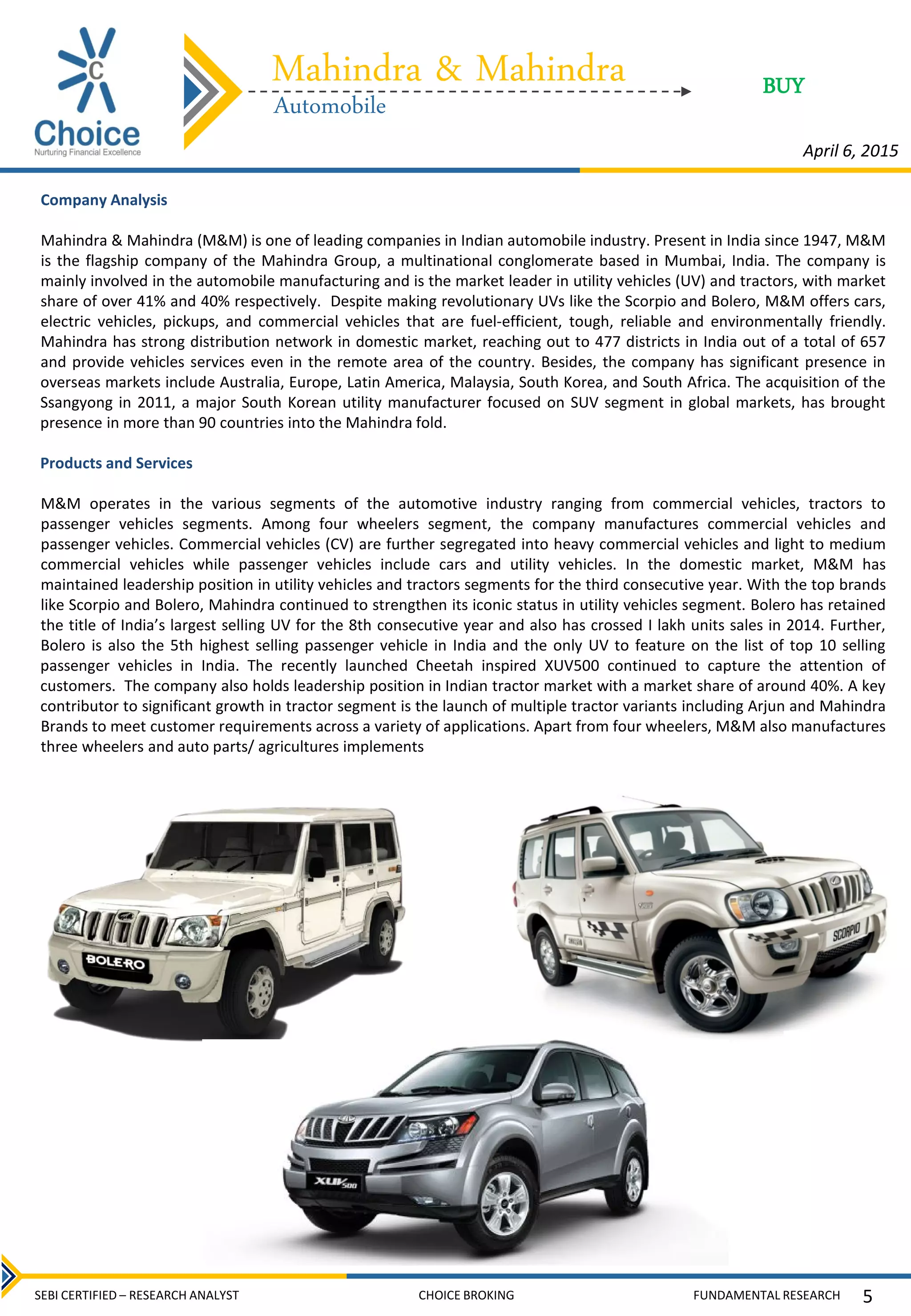 Choice Broking Research-Mahindra & Mahindra | PDF