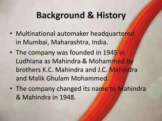 Mahindra & mahindra limited tqm and deming award | PPTX