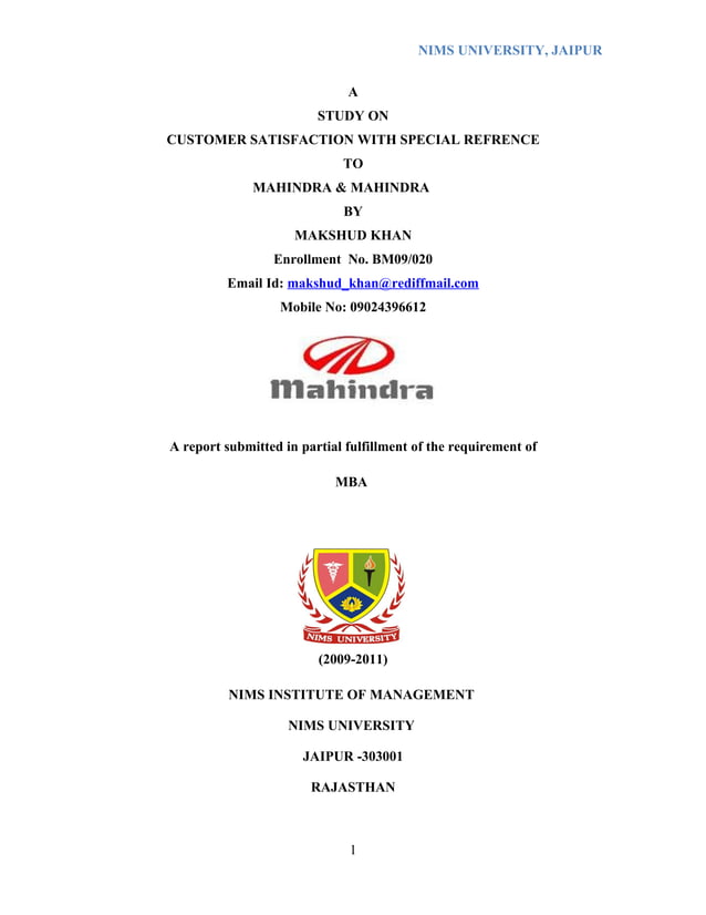 Mahindra & mahindra project repot by (makshud khan) | DOC | Automotive ...