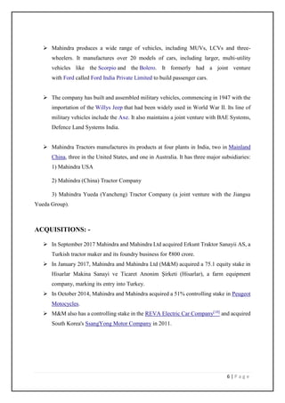 Mahindra & Mahindra | PDF | Automotive Industry | Industries