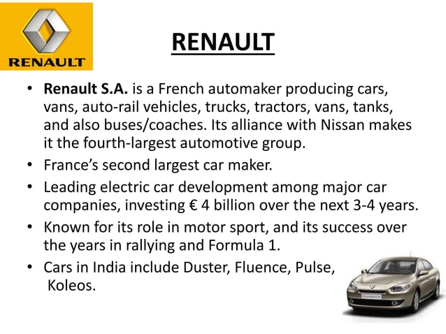 Mahindra renault Joint Venture failure | PPTX | Automotive Industry ...