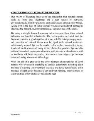 Extraction Of Natural Dye From Beetroot (Beta Vulgaris) And Preparation ...