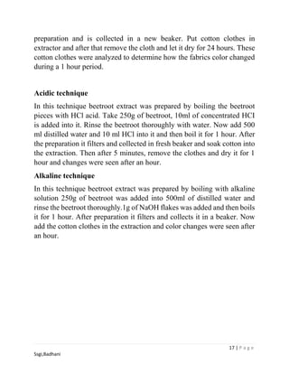 Extraction Of Natural Dye From Beetroot (Beta Vulgaris) And Preparation ...