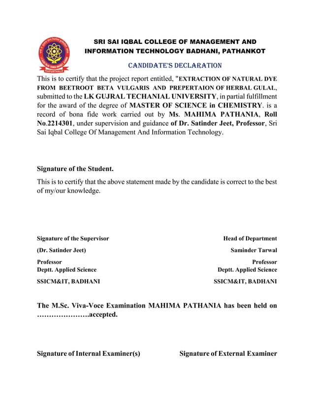 Extraction Of Natural Dye From Beetroot (Beta Vulgaris) And Preparation ...