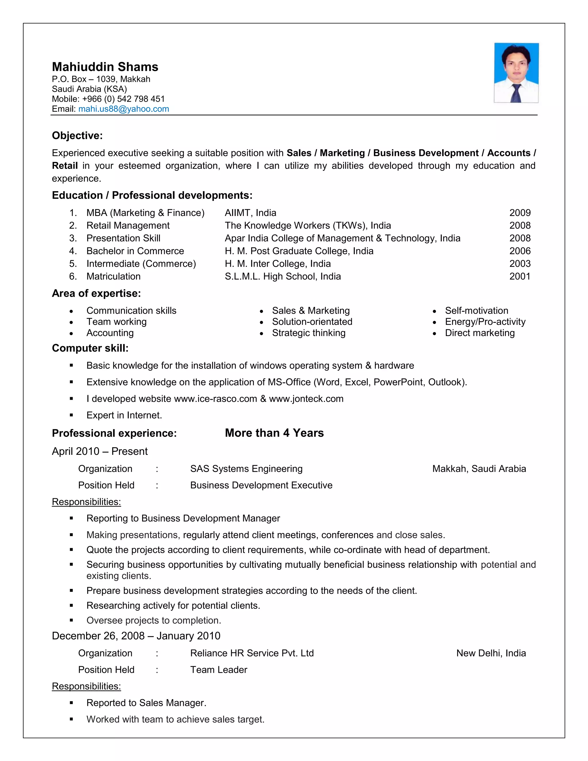 Mahiuddin shams BDE Resume | PDF