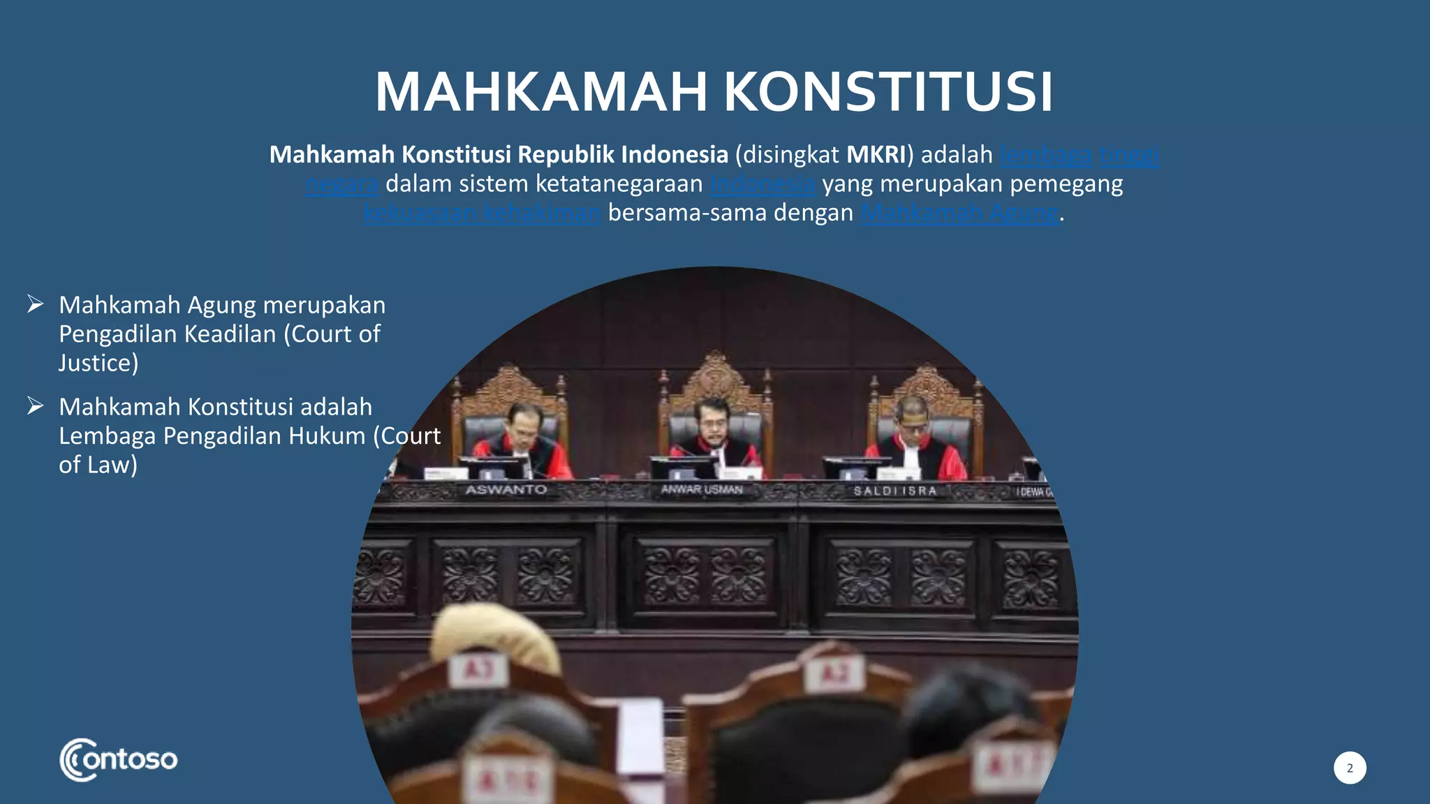 pengertian, tugas dan wewenang Mahkamah konstitusi | PPTX