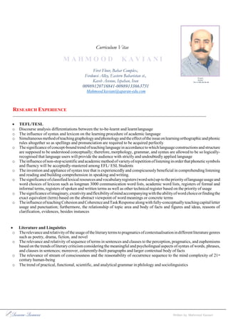 Mahmood Kaviani's CV | PDF