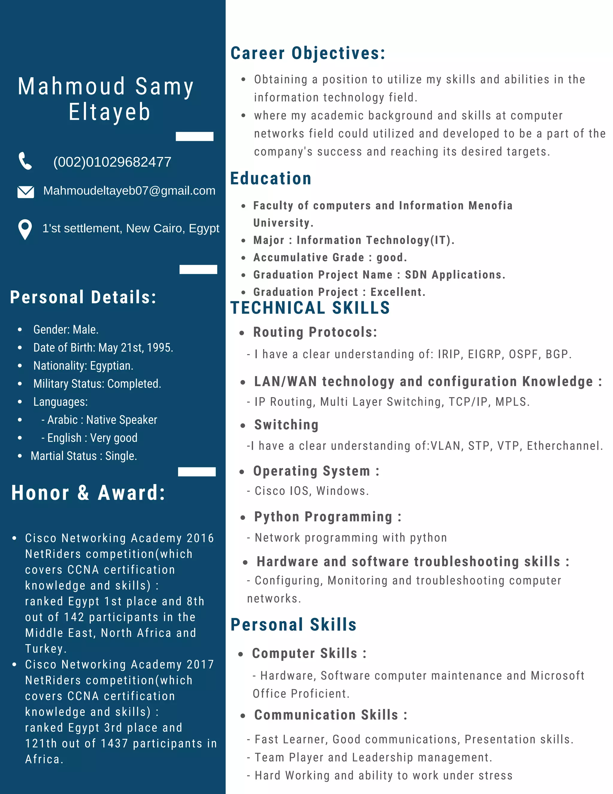 Mahmoud eltayeb cv network engineer | PDF