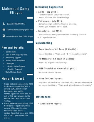 Mahmoud eltayeb cv network engineer | PDF
