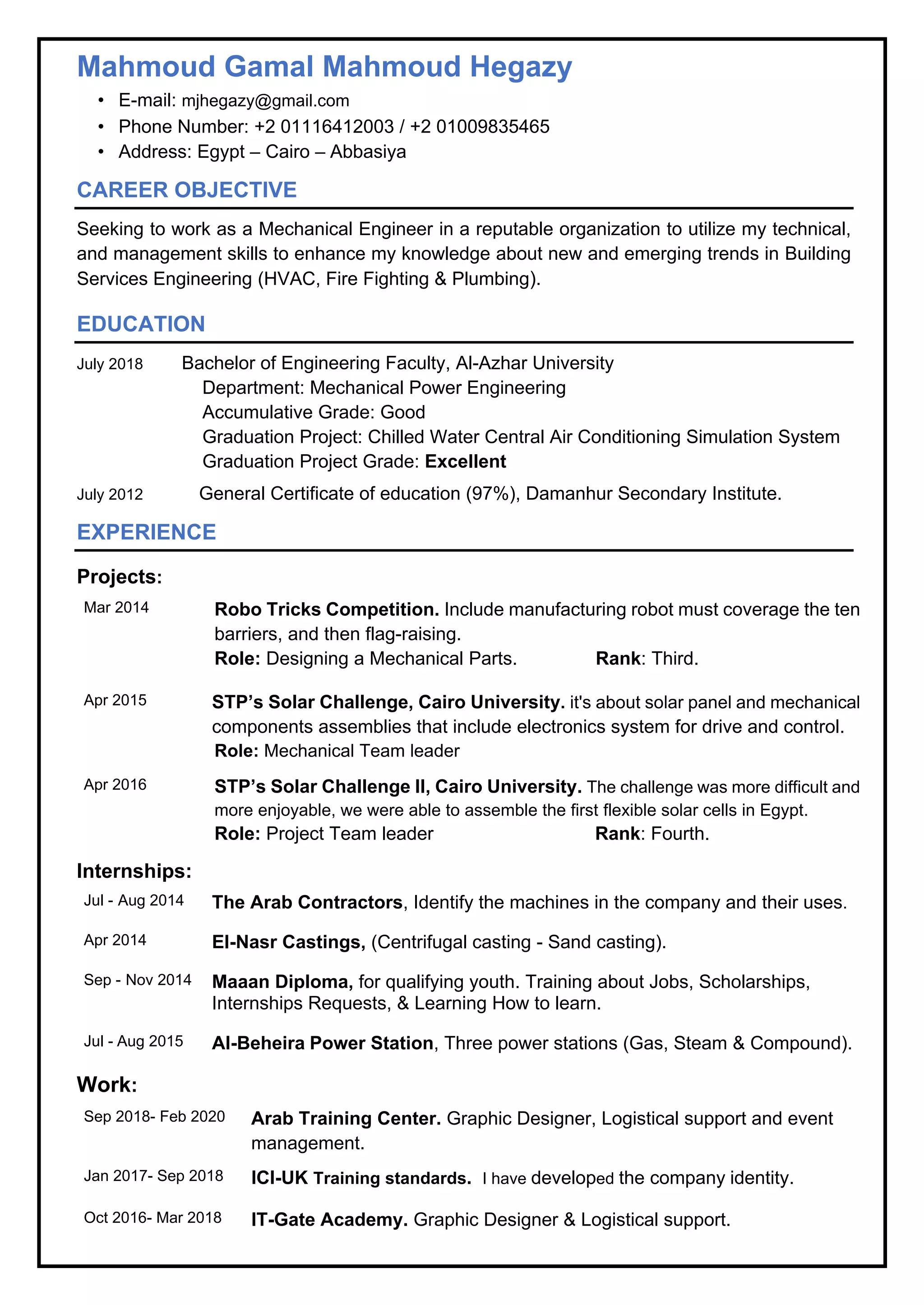 Mahmoud Hegazy CV | PDF