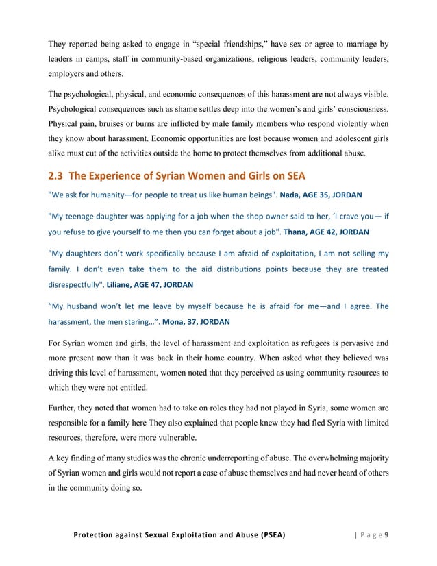 Protection against Sexual Exploitation and Abuse (PSEA) | PDF