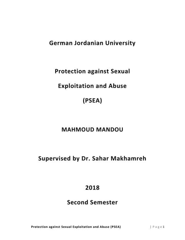 Protection against Sexual Exploitation and Abuse (PSEA) | PDF