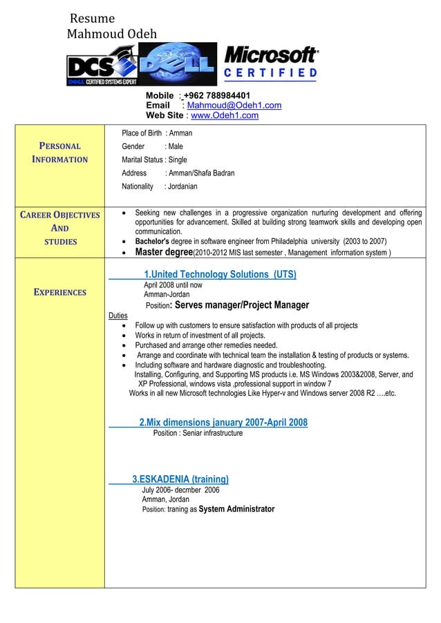 Mahmoud odeh C.V | PDF