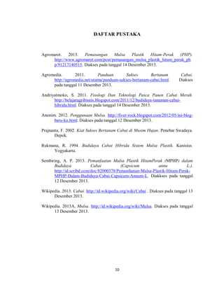 PENGARUH PENGGUNAAN MULSA PLASTIK HITAM PERAK (PHP) PADA BUDIDAYA CABAI MERAH (Capsicum annuum L ...