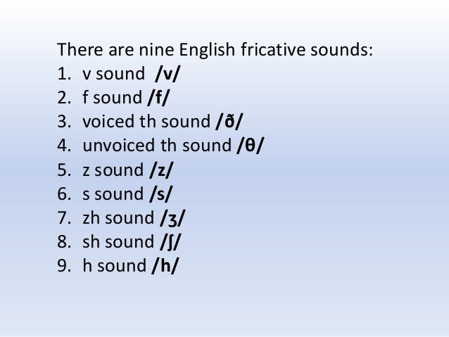 Fricatives of English