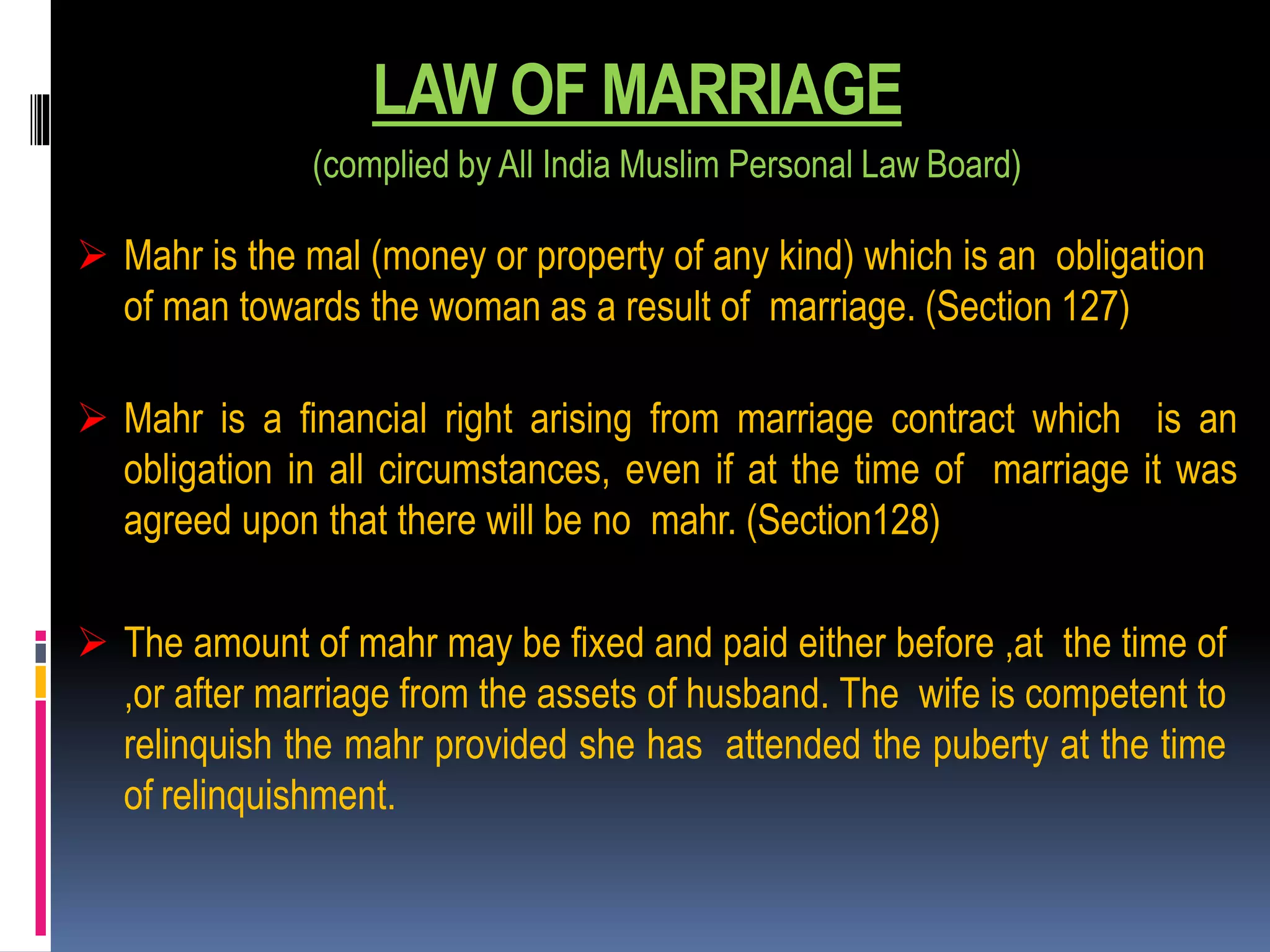 Mahr (Muslim Law) Presentation by N Muthukrishnan, Ph.D | PPT