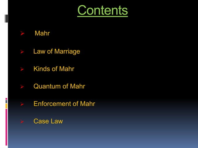Mahr (Muslim Law) Presentation by N Muthukrishnan, Ph.D | PPT