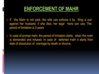Mahr (Muslim Law) Presentation by N Muthukrishnan, Ph.D | PPT