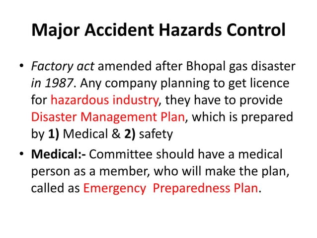 Major Accident Hazard Control | PPTX | First Aid | Injuries