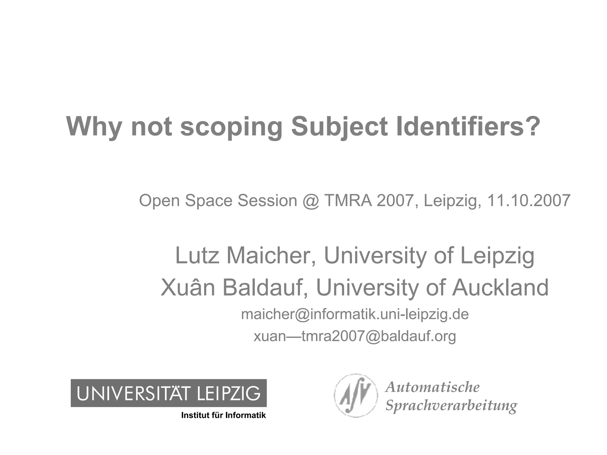 Why not scoping Subject Identifiers? | PDF