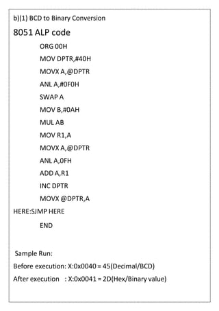 Maicrocontroller lab basic experiments | DOCX | Programming Languages ...