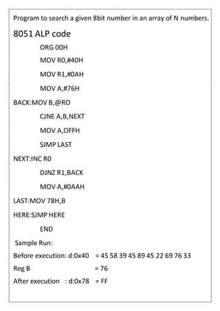 Maicrocontroller lab basic experiments | DOCX | Programming Languages | Computing