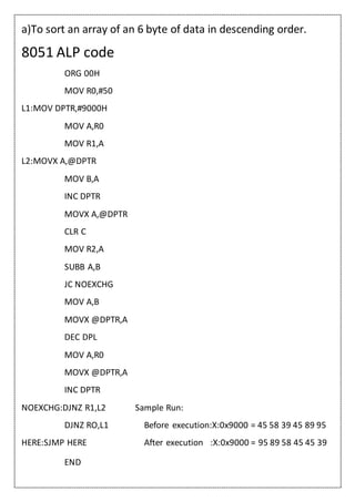 Maicrocontroller lab basic experiments | DOCX | Programming Languages | Computing