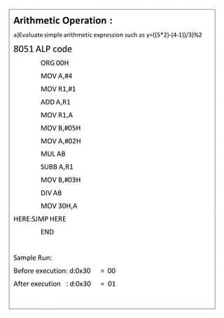 Maicrocontroller lab basic experiments | DOCX | Programming Languages | Computing