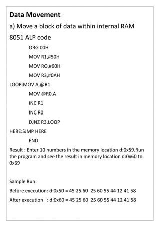 Micro Controller lab basic experiments (1) | PDF