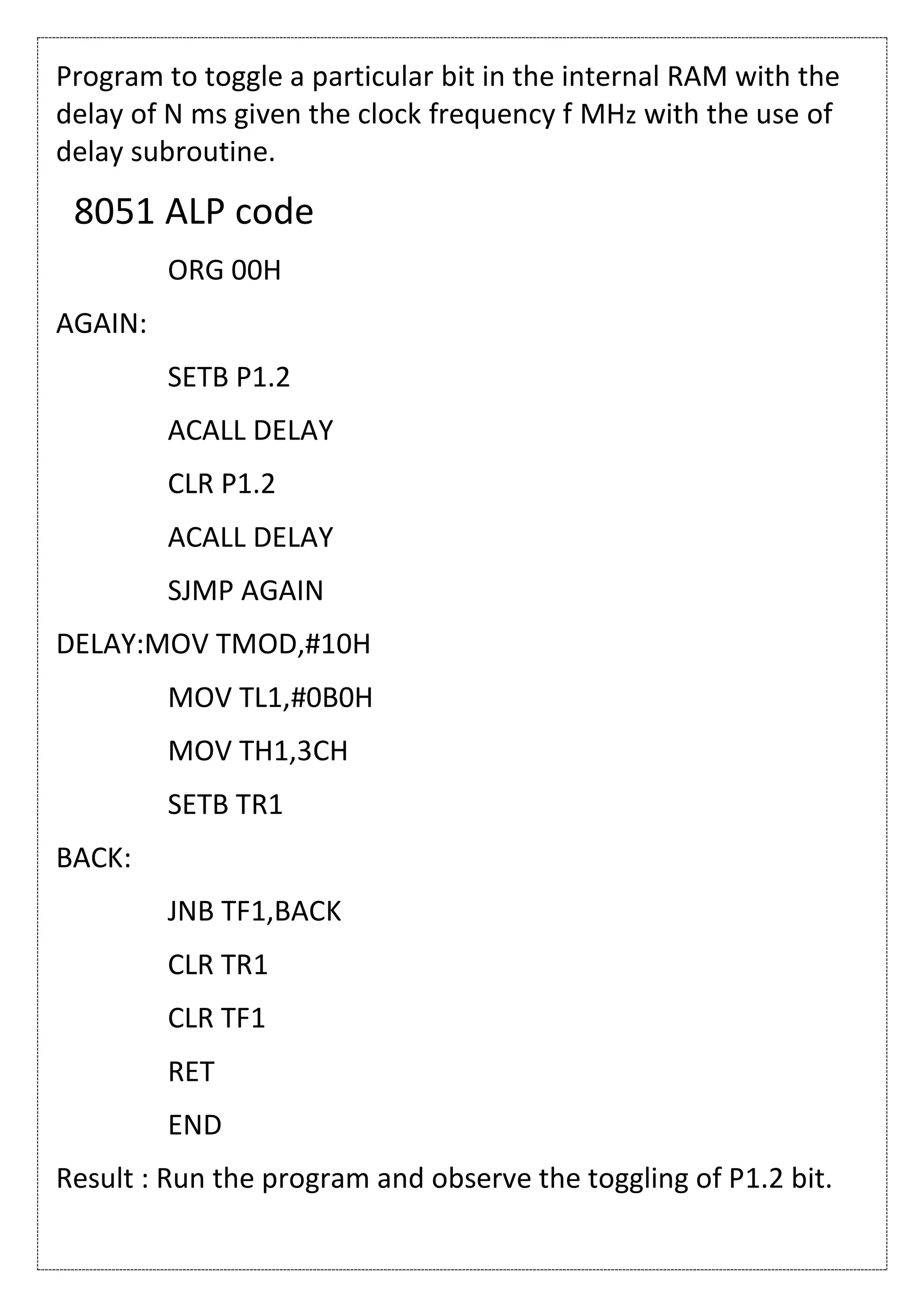 Maicrocontroller lab basic experiments | PDF