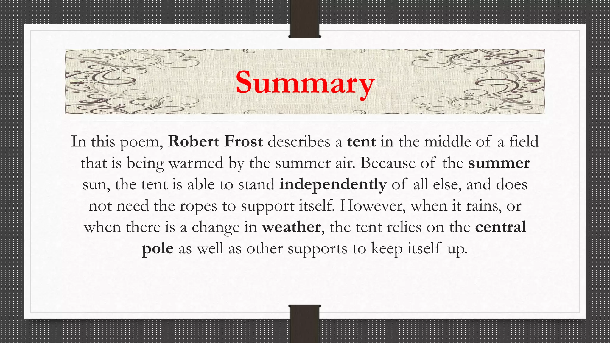 The Silken Tent By Robert Frost | PPTX